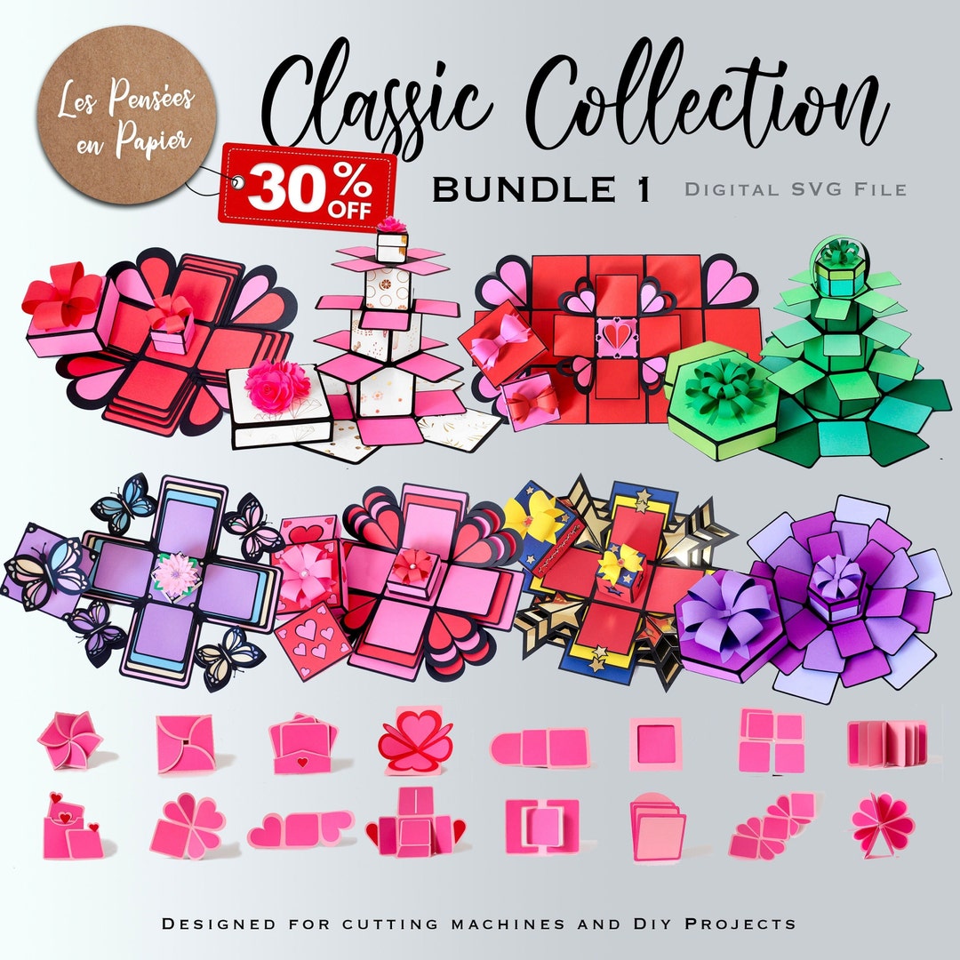 CLASSIC COLLECTION SVG Bundle 1 Exploding Box Scrapbook Cards Instant ...