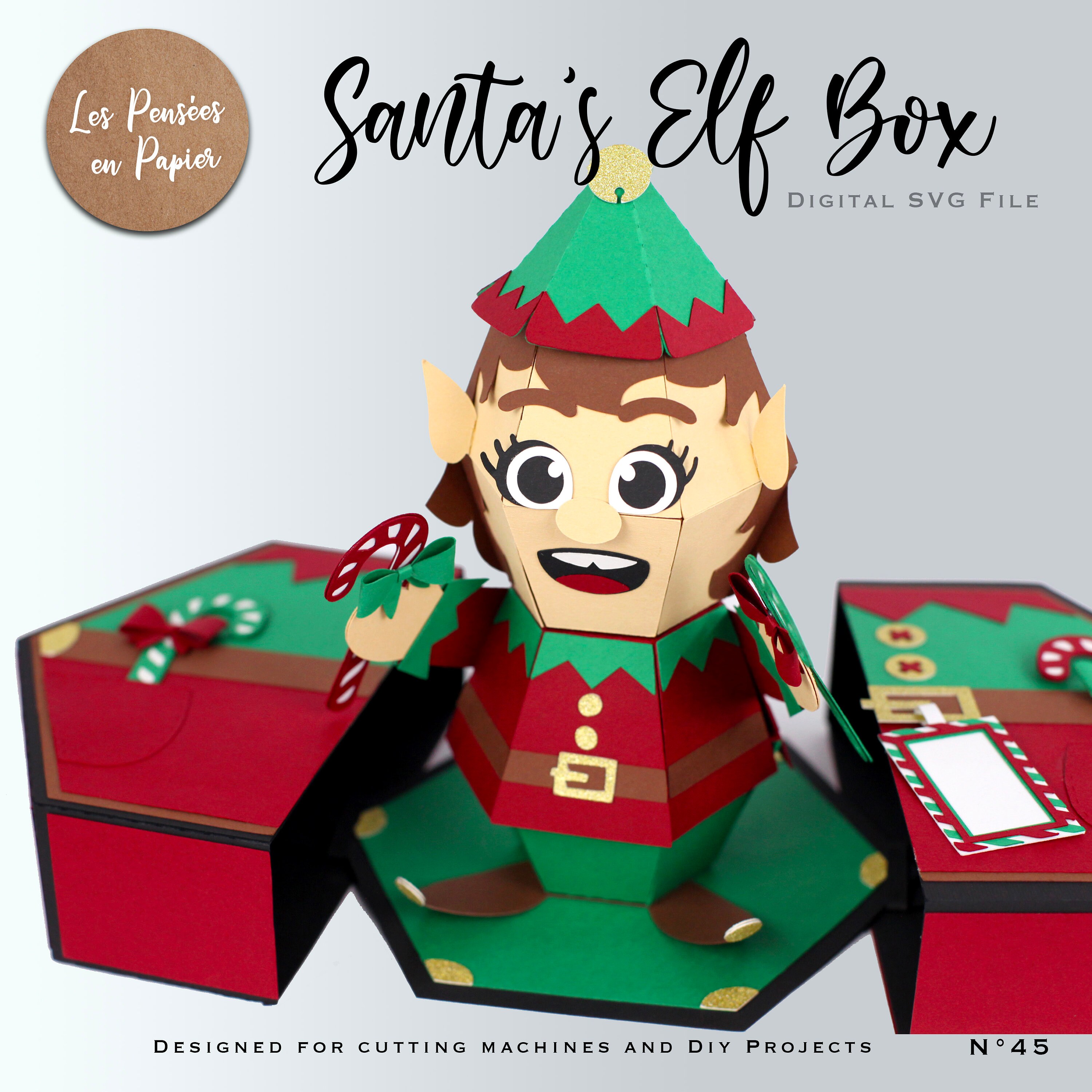 SANTA'S Elf Box Card - 3D SVG | Instant Download | Christmas Pop-up ...