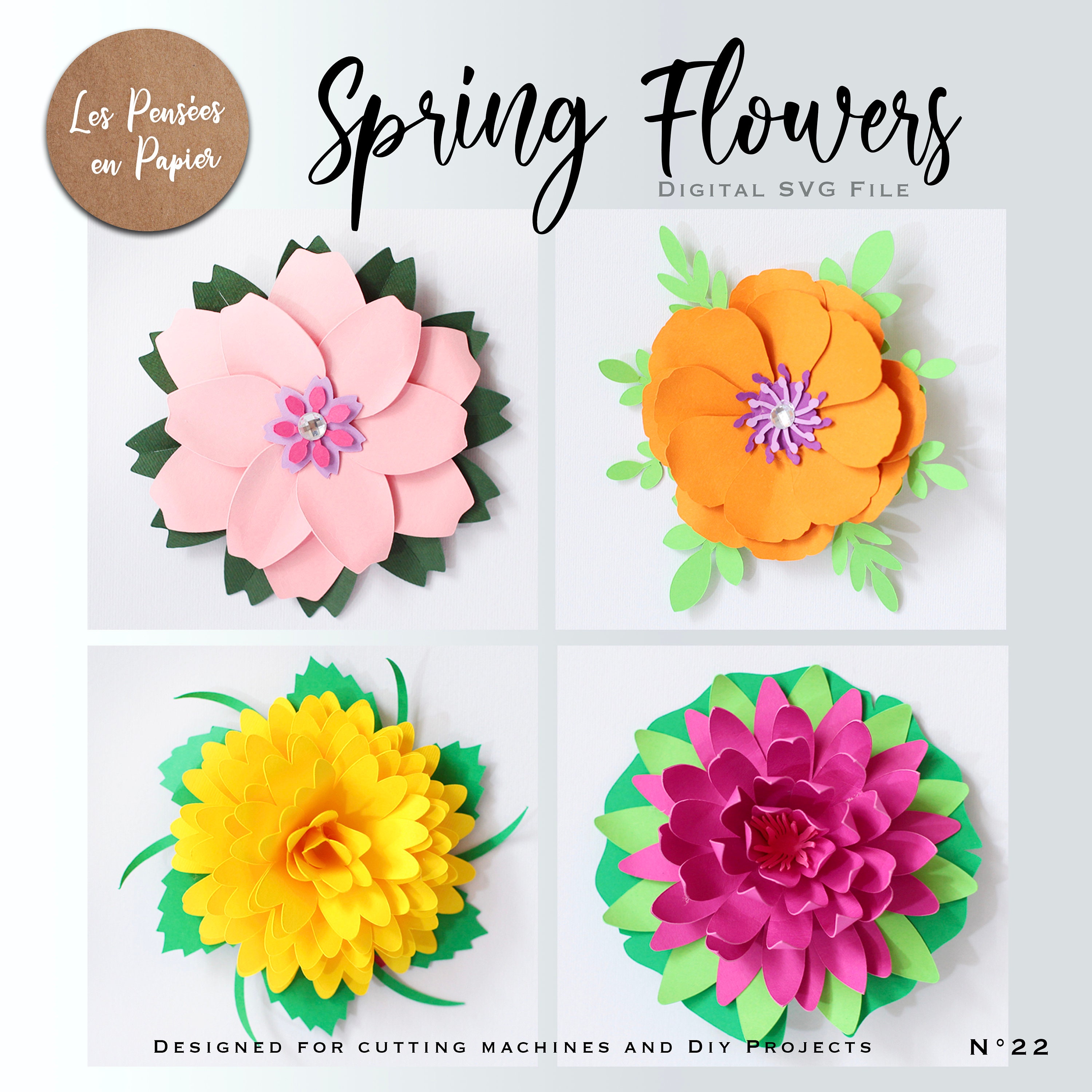SPRING Flowers - 3D SVG | Instant Download | Bungle of 16 Designs ...