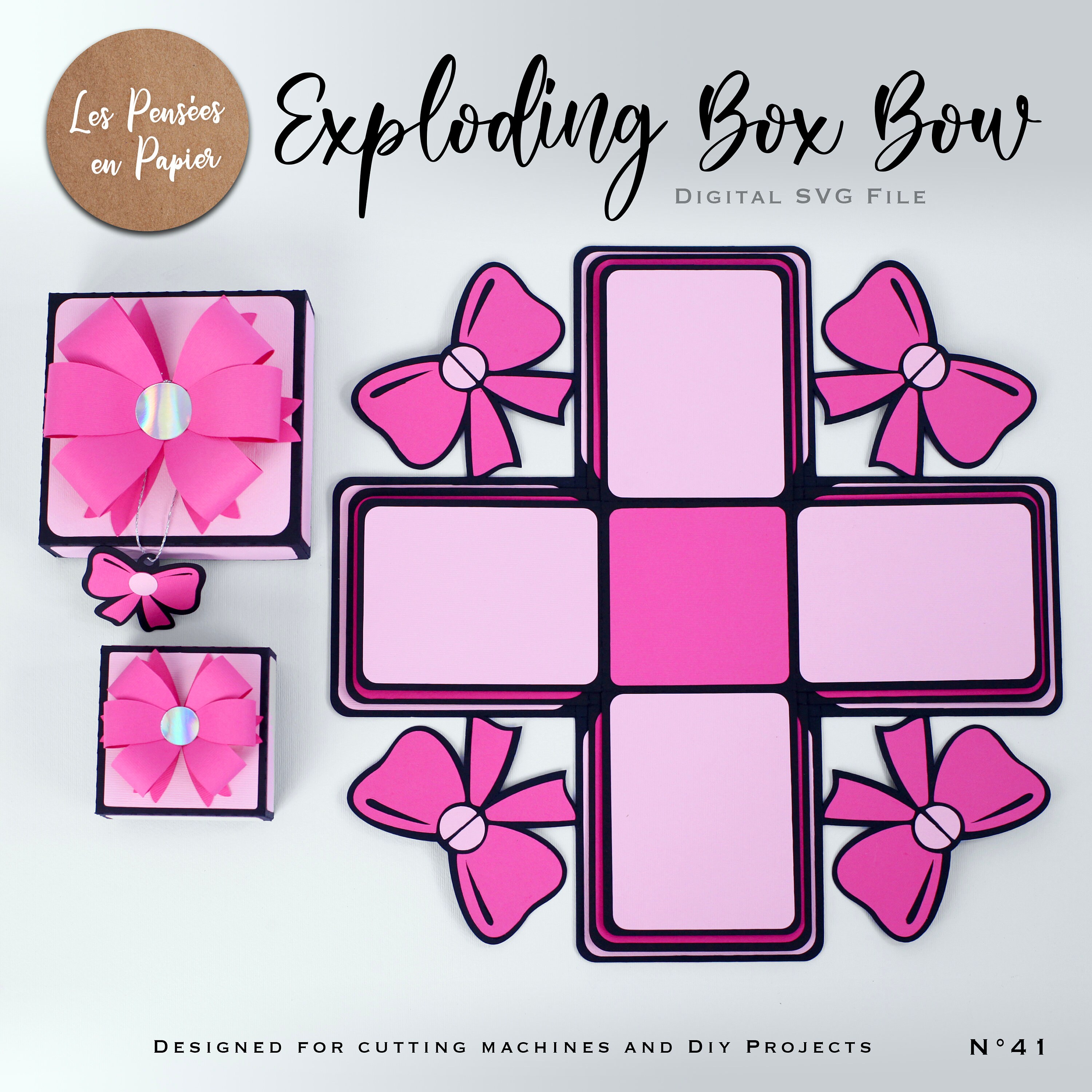 EXPLODING Box Bow - 3D SVG | Instant Download | Project for Cricut ...