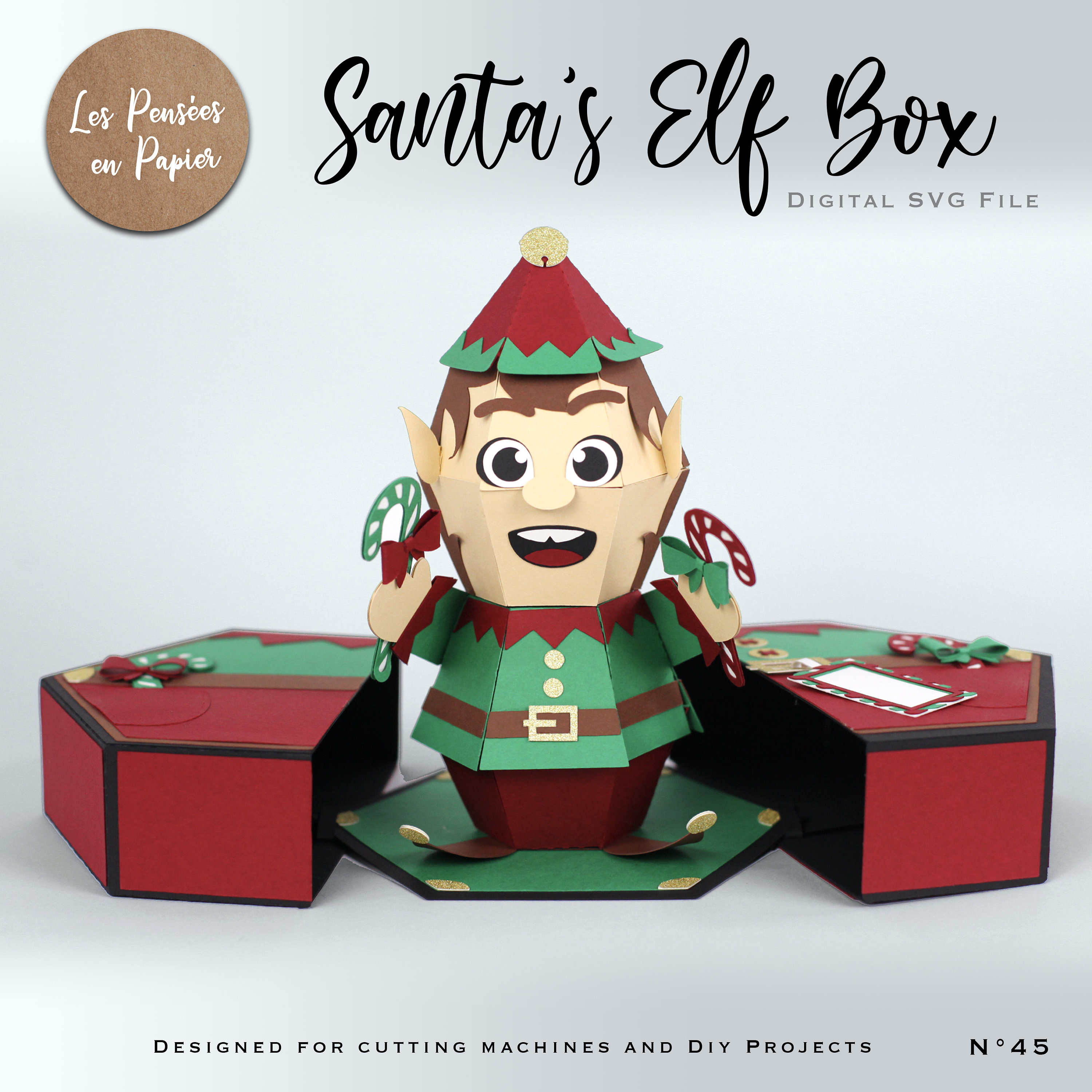 SANTA'S Elf Box Card - 3D SVG | Instant Download | Christmas Pop-up ...