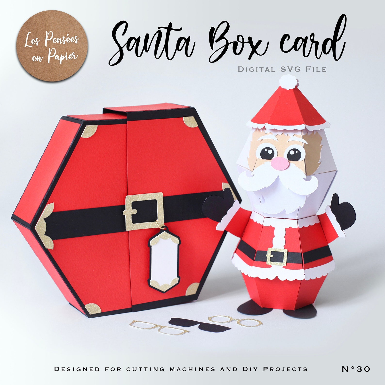 SANTA BOX Card SVG Instant Download Svg Project for - Etsy Denmark