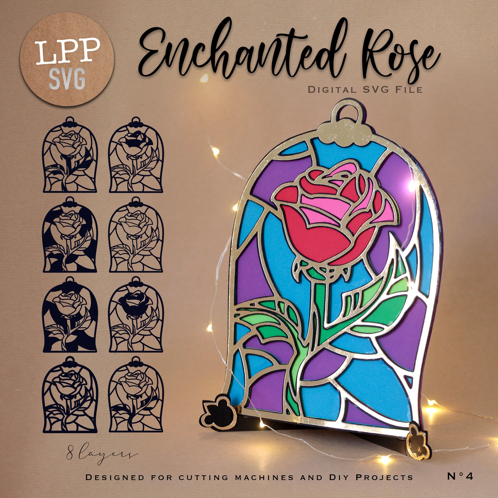 THE ENCHANTED ROSE Svg Template Instant Download Svg | Etsy