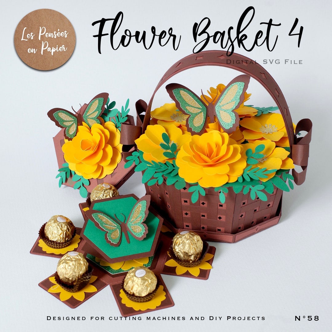 FLOWER Basket 4 - 3D SVG | Instant Download | Project for Cricut ...