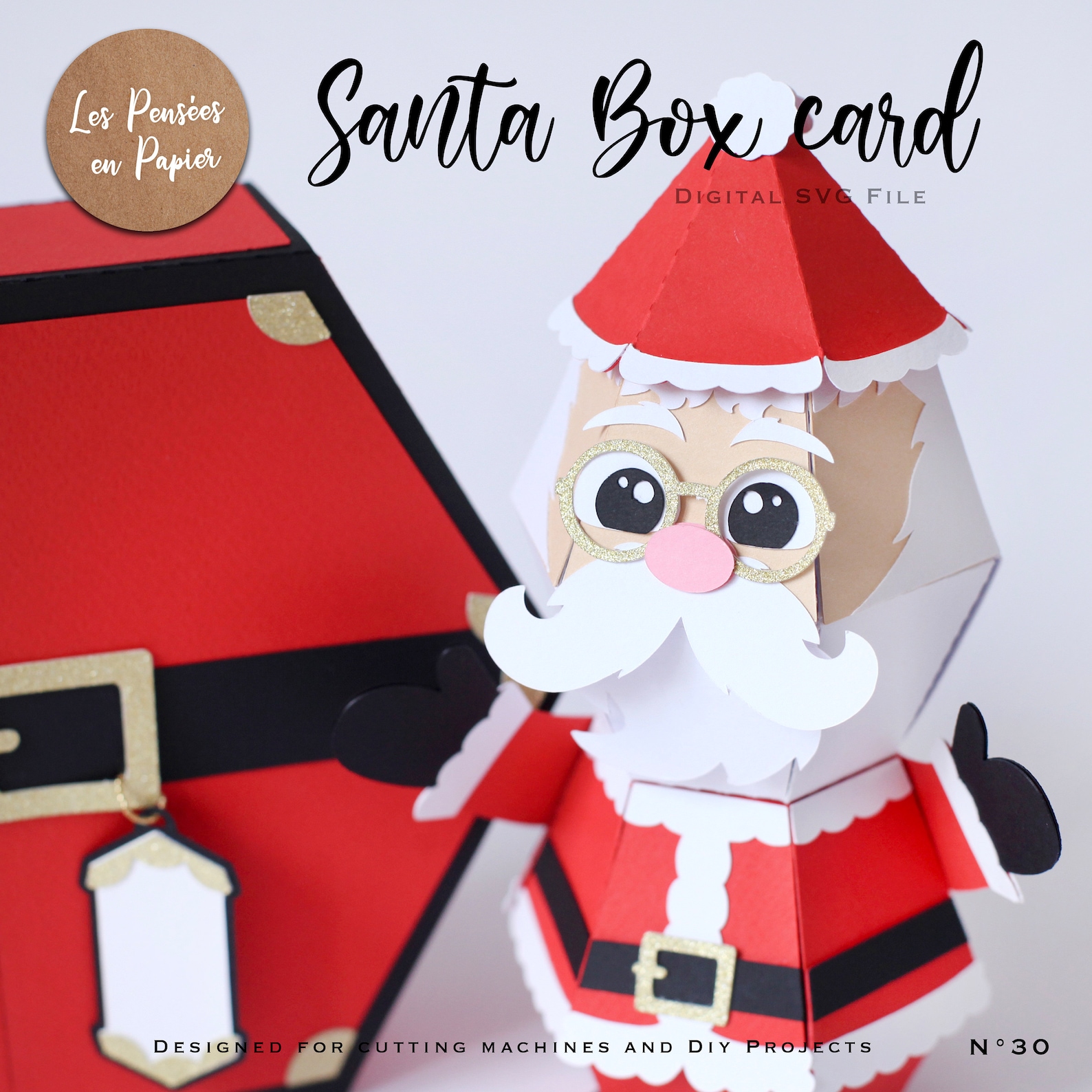 SANTA BOX Card SVG Instant Download Svg Project for - Etsy Denmark