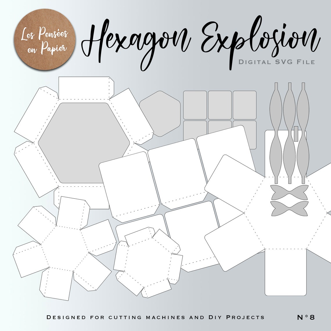 HEXAGON Explosion Box SVG File Instant Download Svg | Etsy Canada