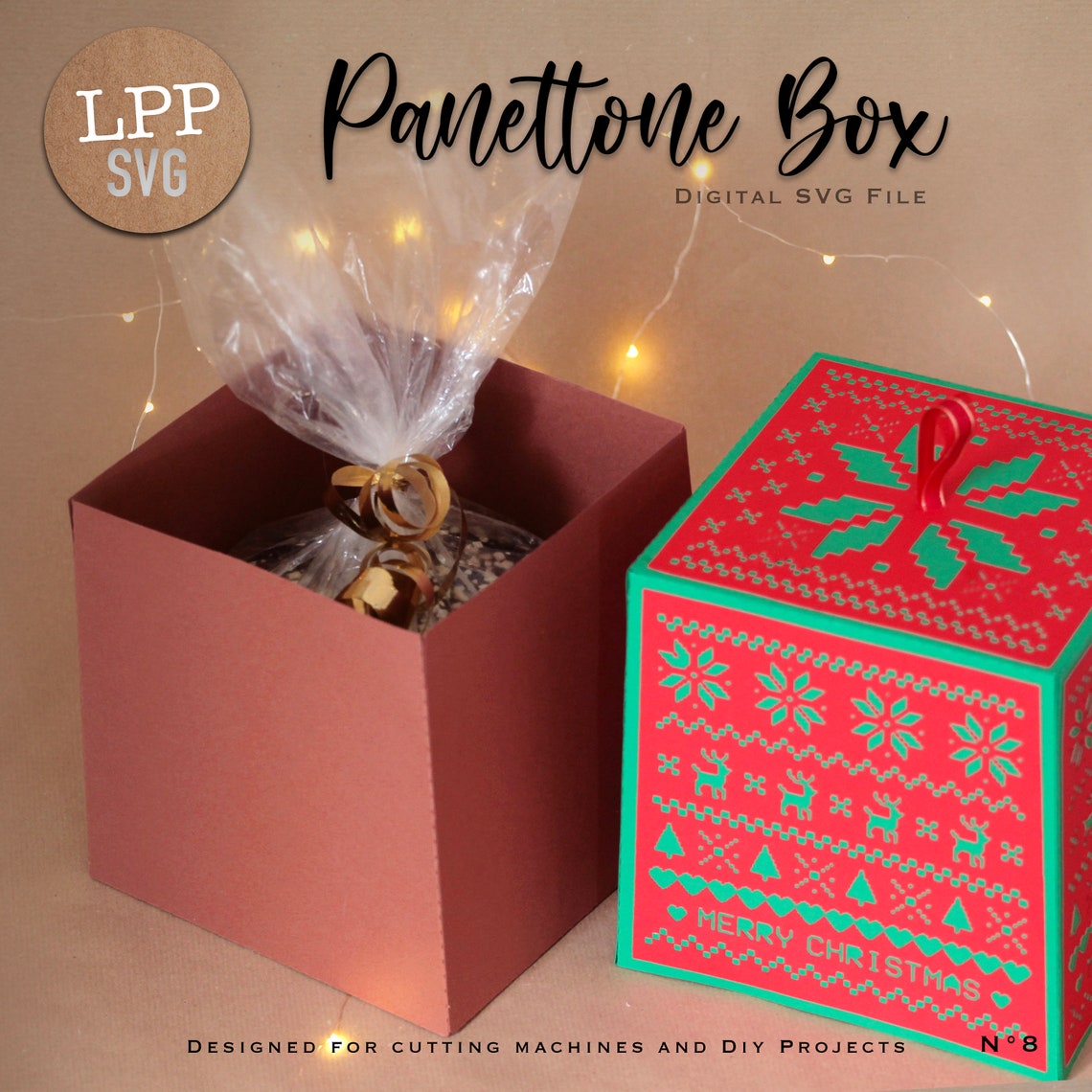 PANETTONE BOX SVG Template Instant Download Christmas Svg | Etsy New ...