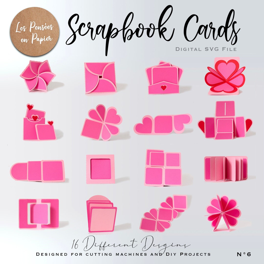 SCRAPBOOK Cards - 3D SVG File Instant Download | 16 Different Designs ...