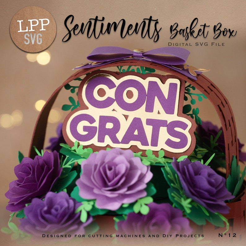 5 SENTIMENTS - 3D SVG | Instant Download | Flower Basket Extra Quotes ...