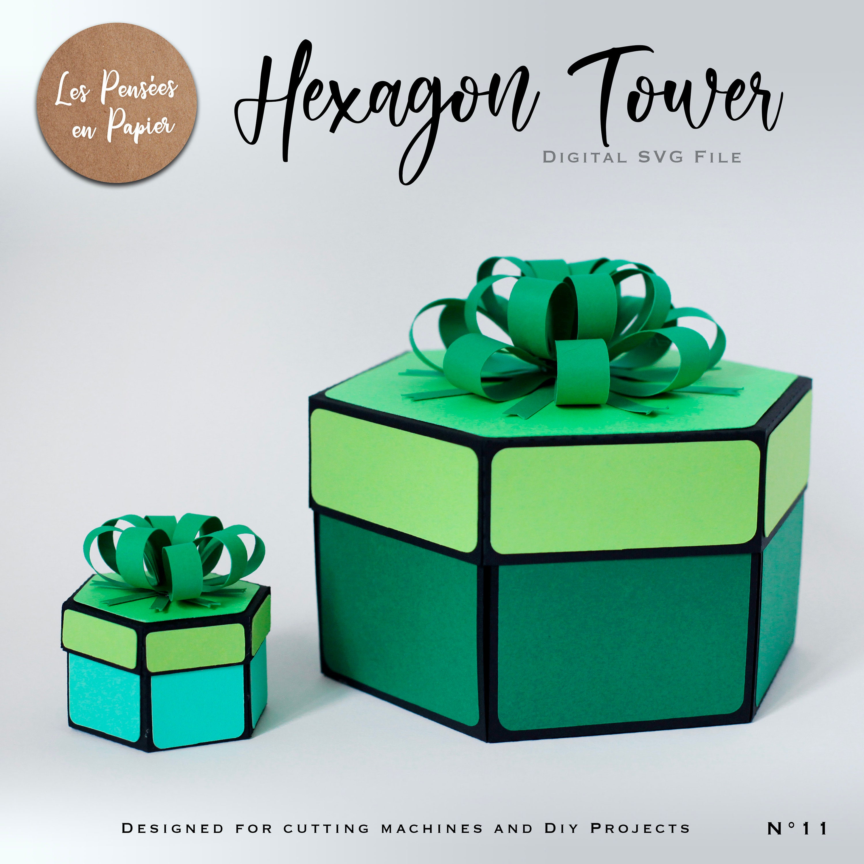 HEXAGON TOWER Vertical Explosion Box SVG File Instant - Etsy Australia