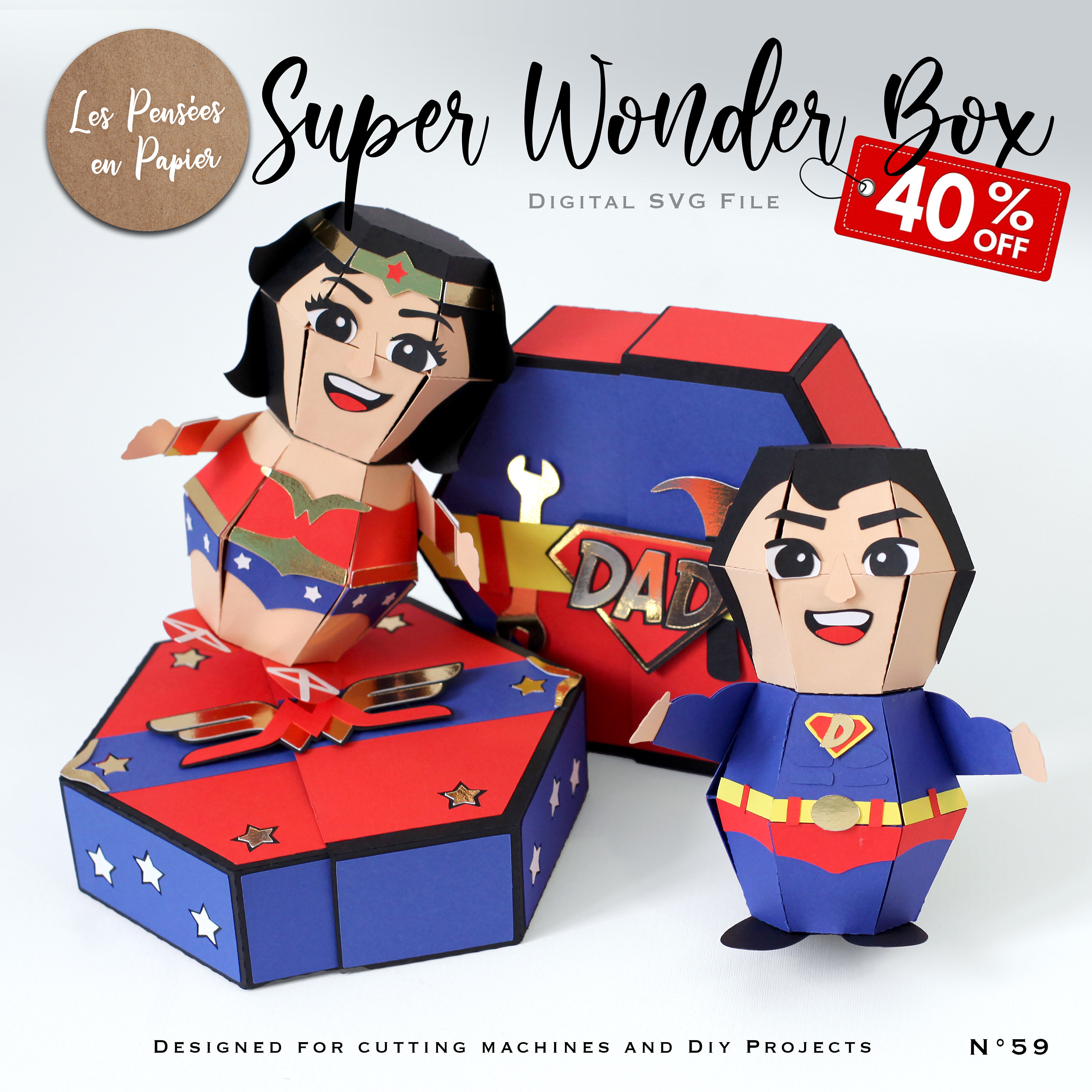 40%OFF | Wonder Mom + Super Dad - 3D SVG | Instant Download | Pop-up ...
