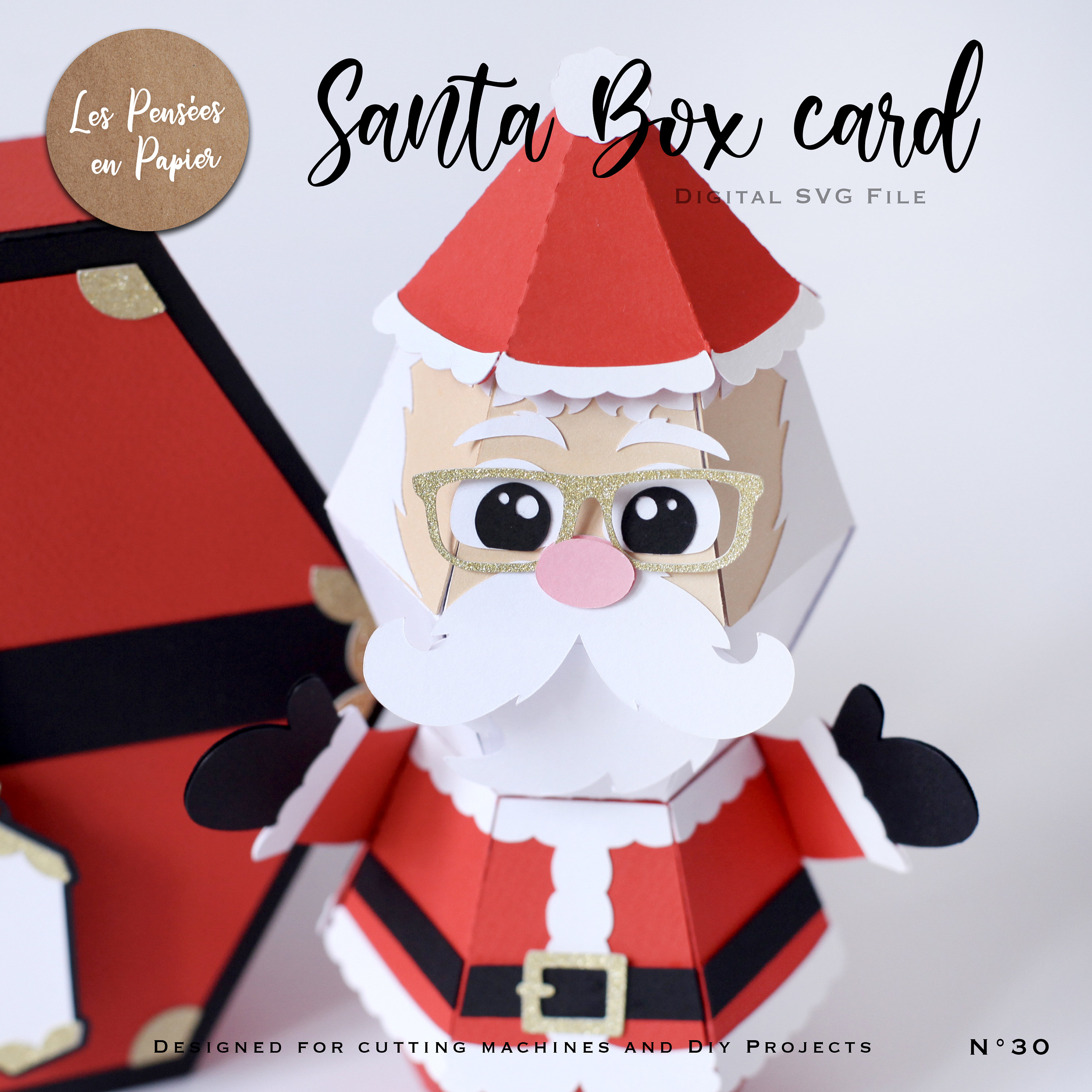 SANTA BOX Card SVG Instant Download Svg Project for - Etsy Denmark