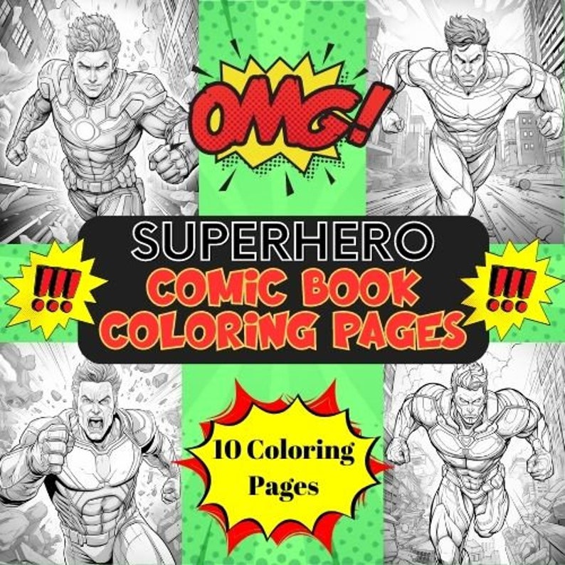 SUPERHERO COMIC BOOK Coloring Pages - Etsy
