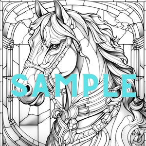 Pretty Ponies 50 Stained Glass Coloring Pages - Etsy