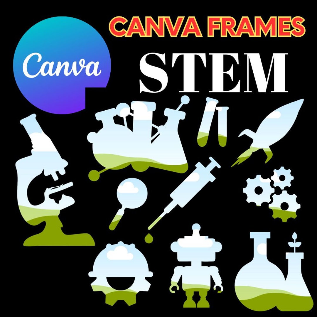 Canva Frames-stem-10 Editable Drag & Drop Silhouette Templates for ...