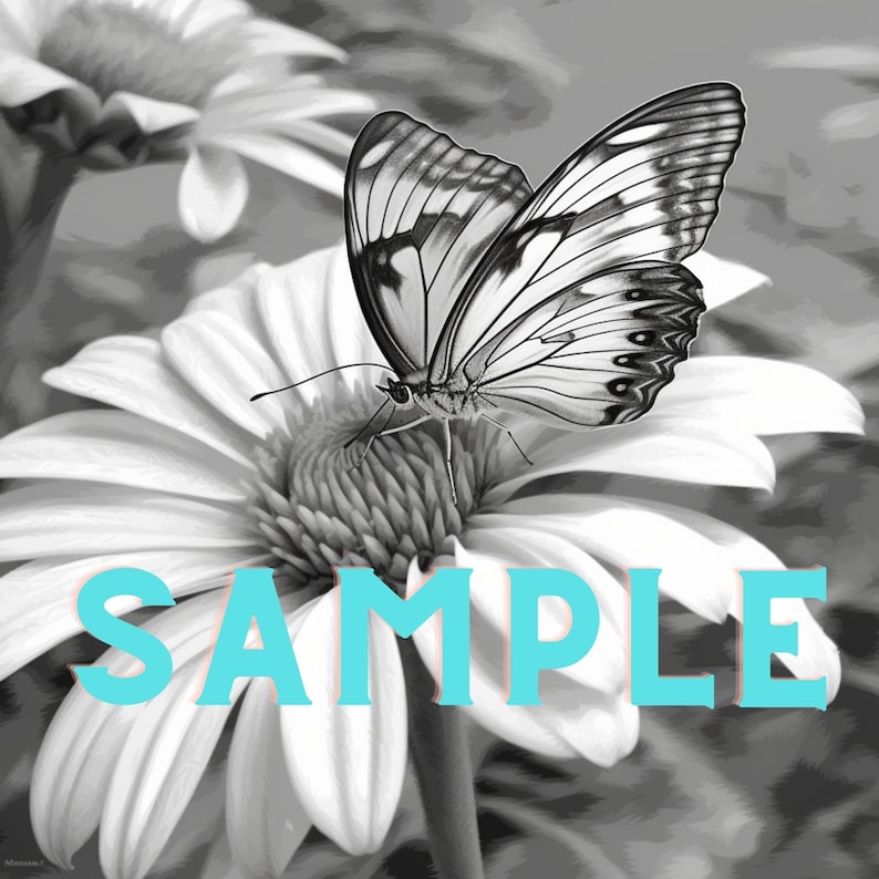 BUTTERFLIES & FLOWERS - 50 Grayscale Coloring Pages - Etsy