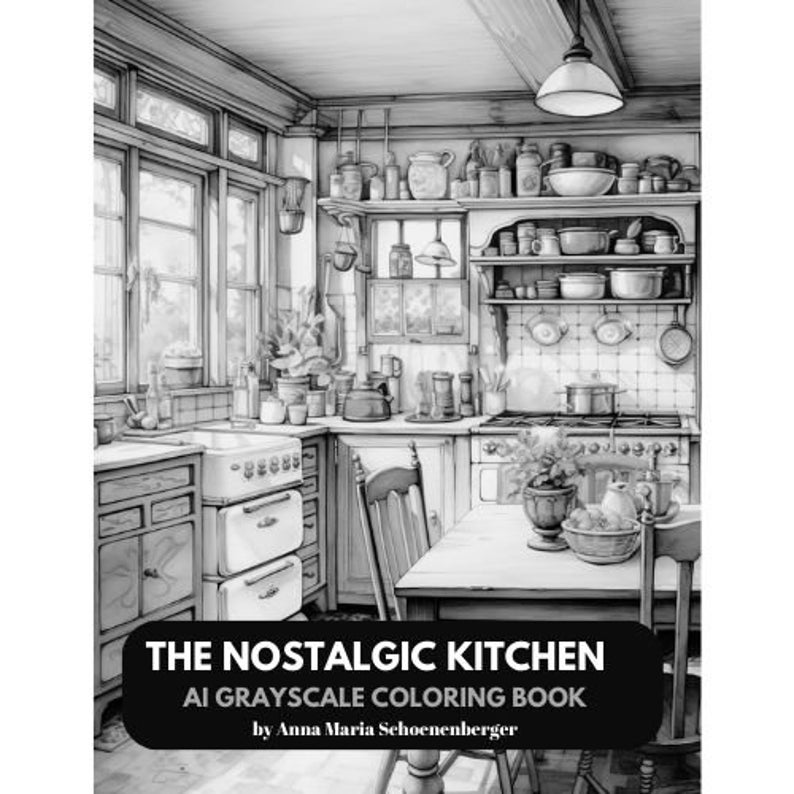 THE NOSTALGIC KITCHEN- 50 Ai Grayscale Coloring Pages - Etsy
