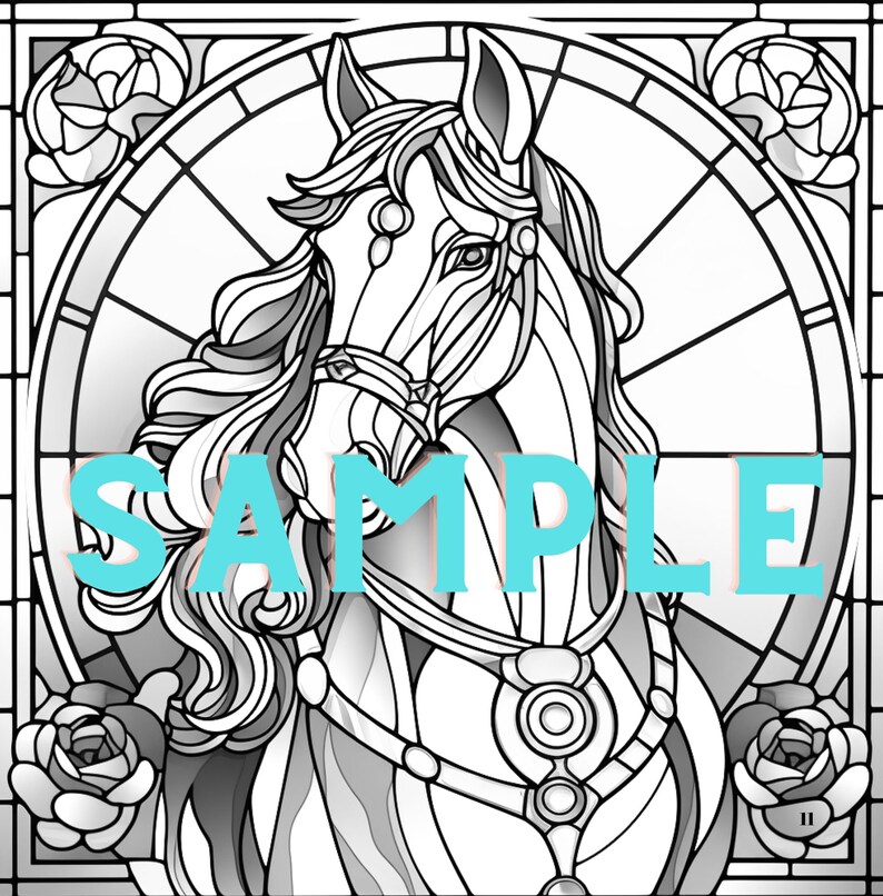Pretty Ponies - 50 Stained Glass Coloring Pages - Etsy