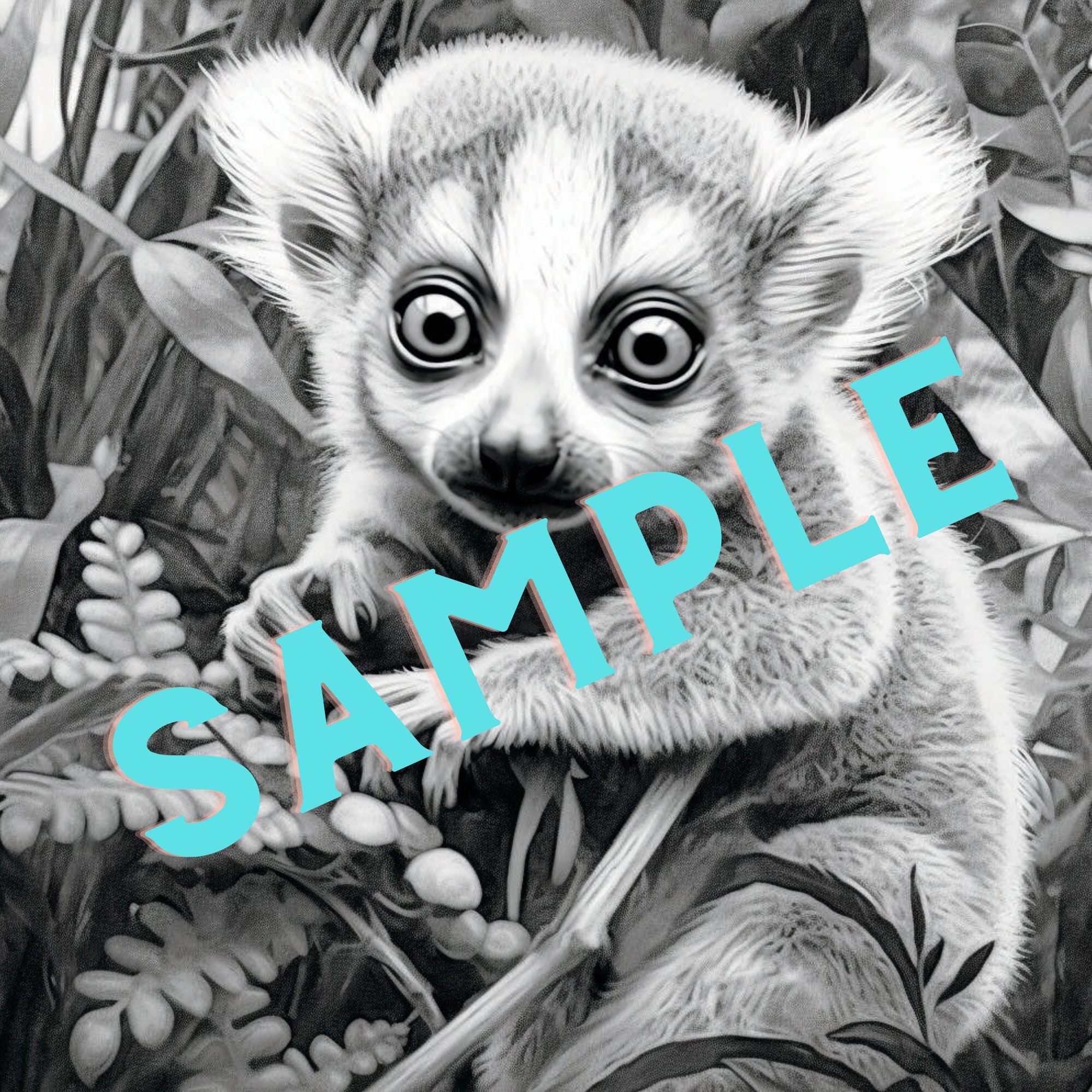 BABY JUNGLE ANIMALS - 50 Grayscale Coloring Pages - Etsy