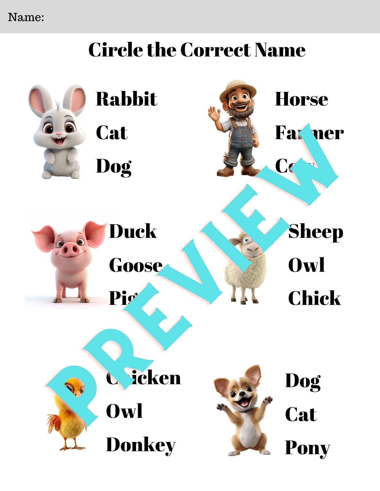 FARM ANIMAL ACTIVITIES for Prek, Preschool, Kindergarten Morning Work ...