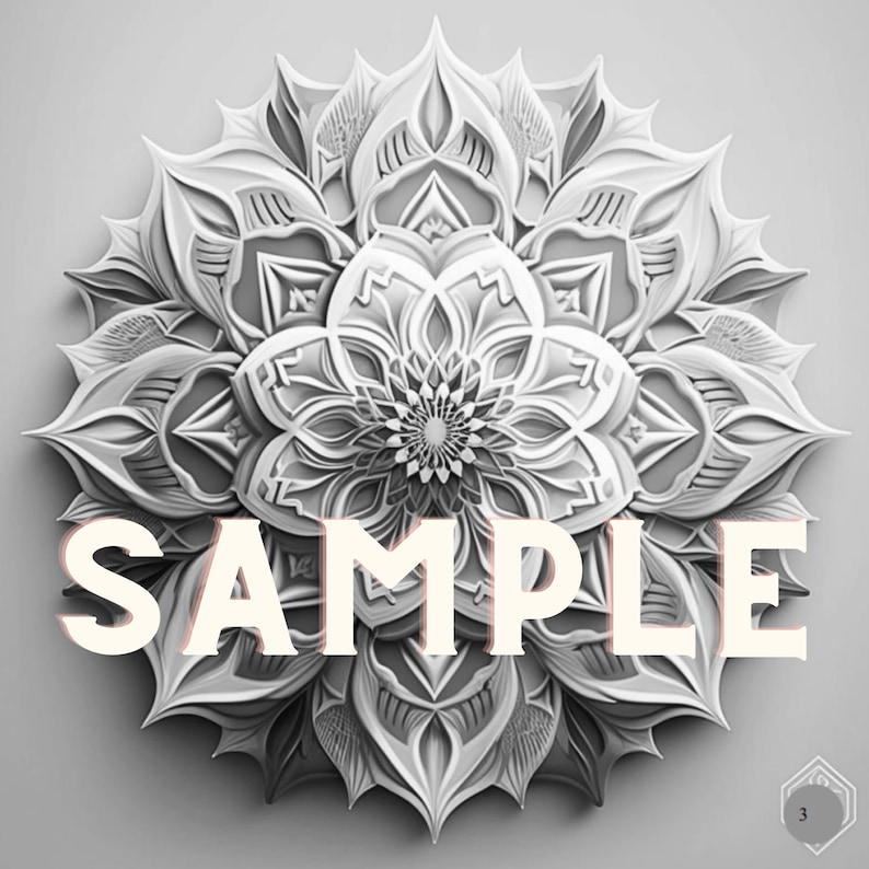 3D MANDALAS - 50 Grayscale Coloring Pages - Etsy