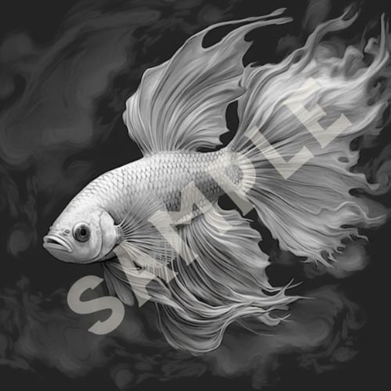 BETA FISH - 50 Grayscale Coloring Pages - Etsy