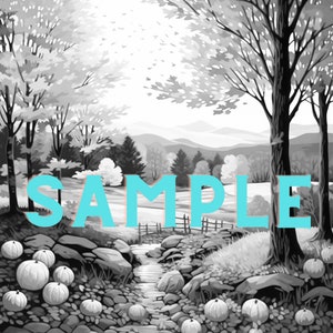 The Coming of Fall-50 Grayscale Coloring Pages - Etsy
