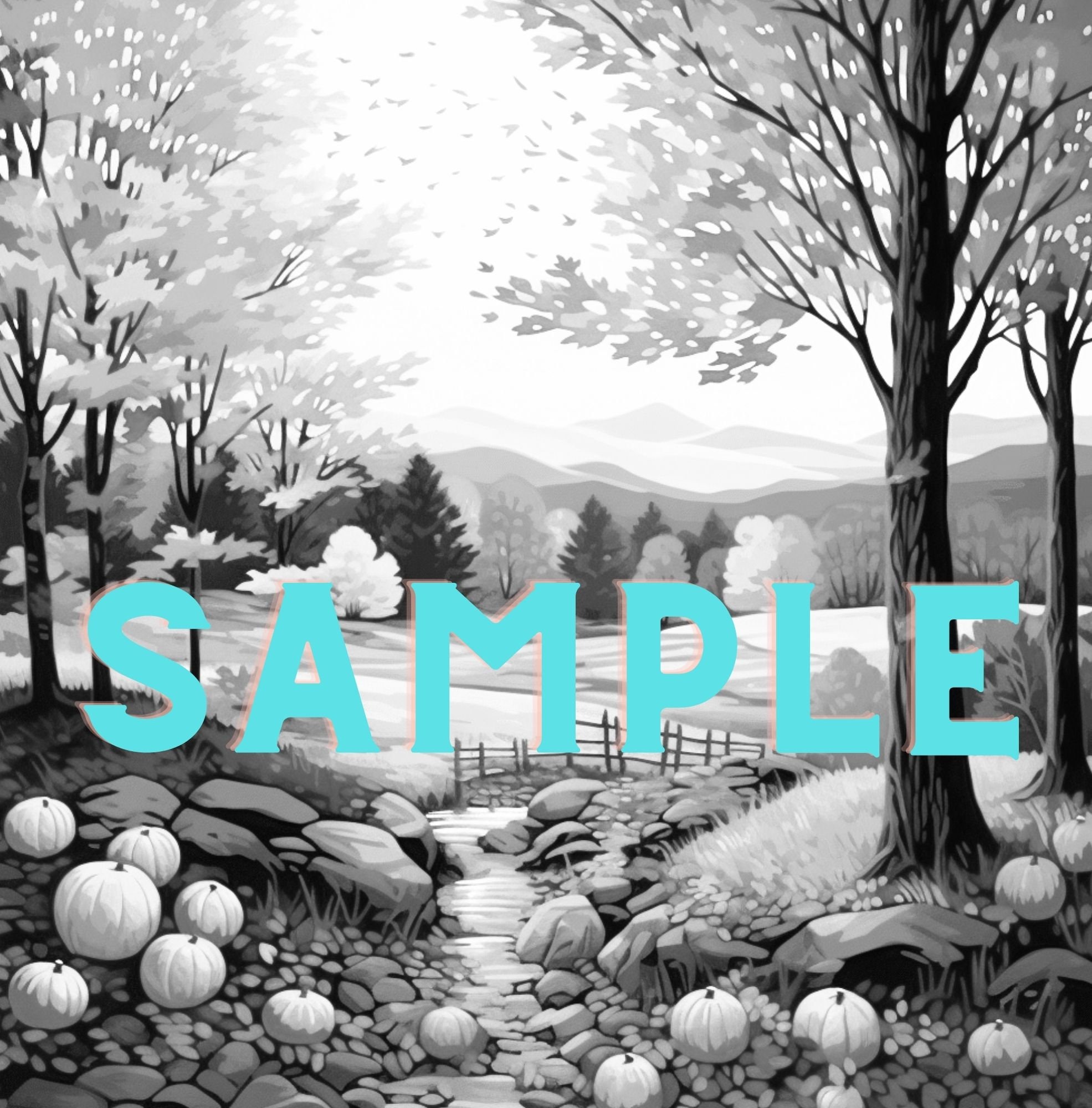 The Coming of Fall-50 Grayscale Coloring Pages - Etsy