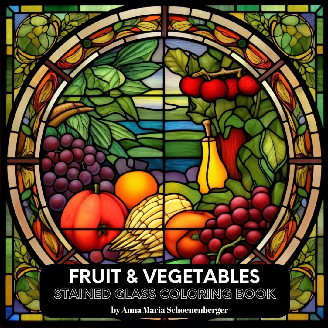 FRUITS & VEGETABLE - 50 Stained Glass Coloring Pages - Etsy