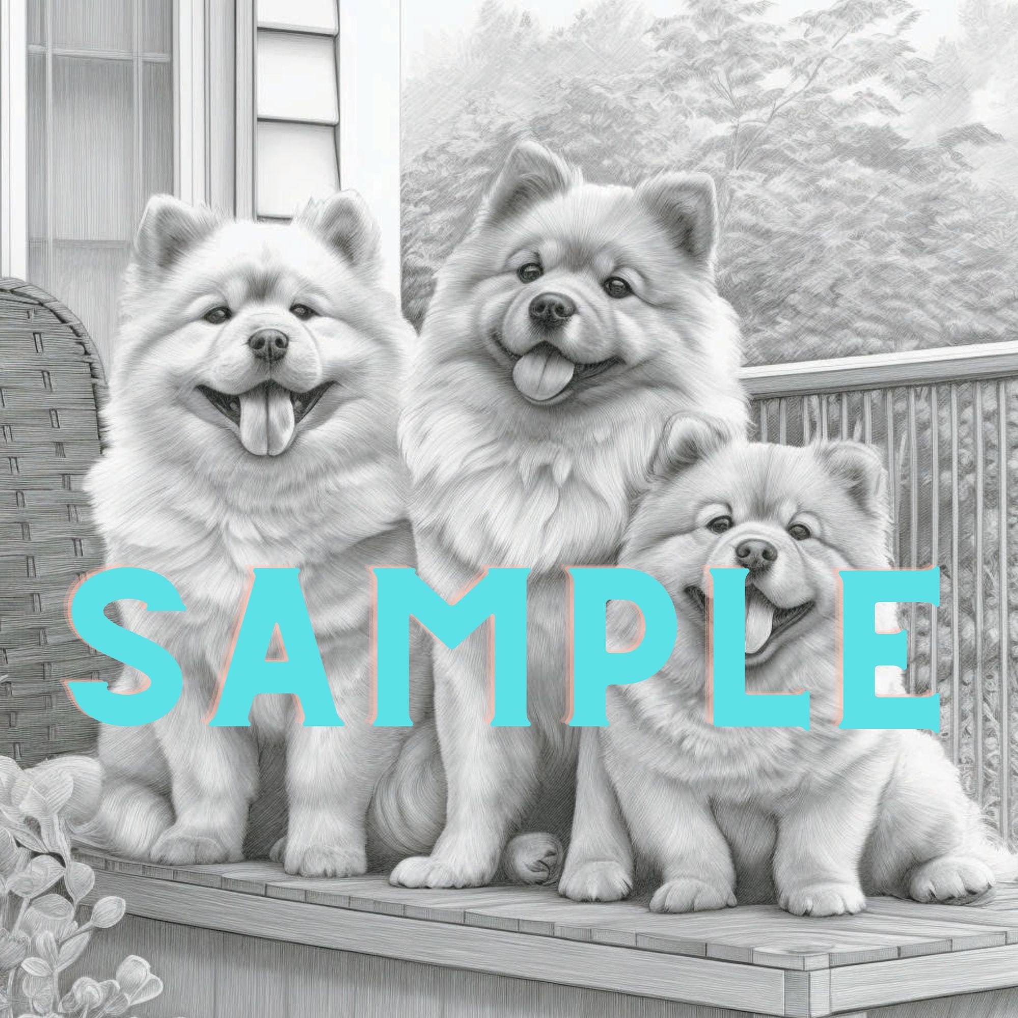 DOGS AND PUPPIES - 50 Grayscale Coloring Pages - Etsy
