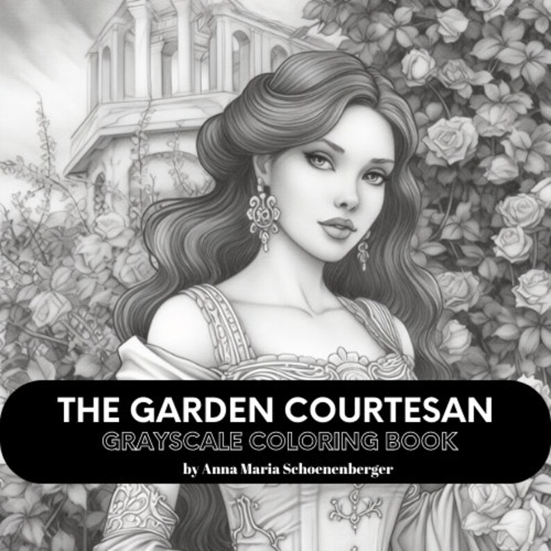 THE GARDEN COURTESAN - 50 Grayscale Coloring Pages - Etsy