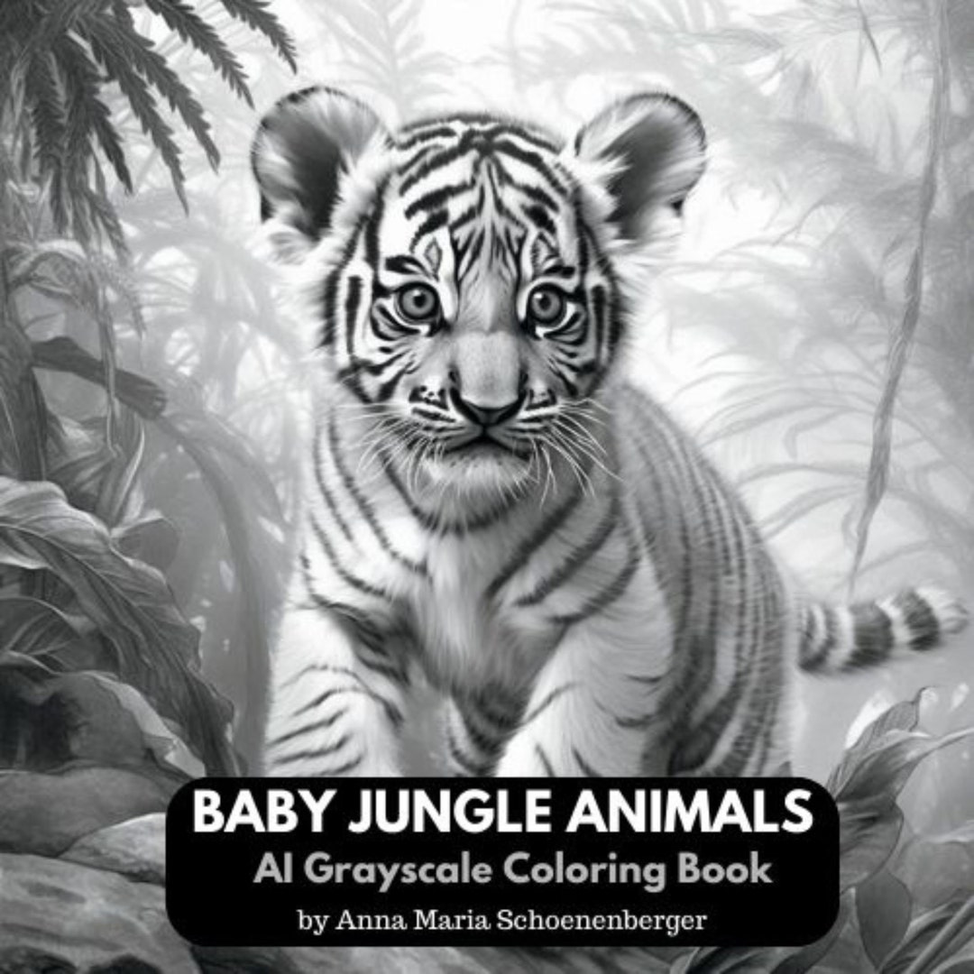 BABY JUNGLE ANIMALS - 50 Grayscale Coloring Pages - Etsy