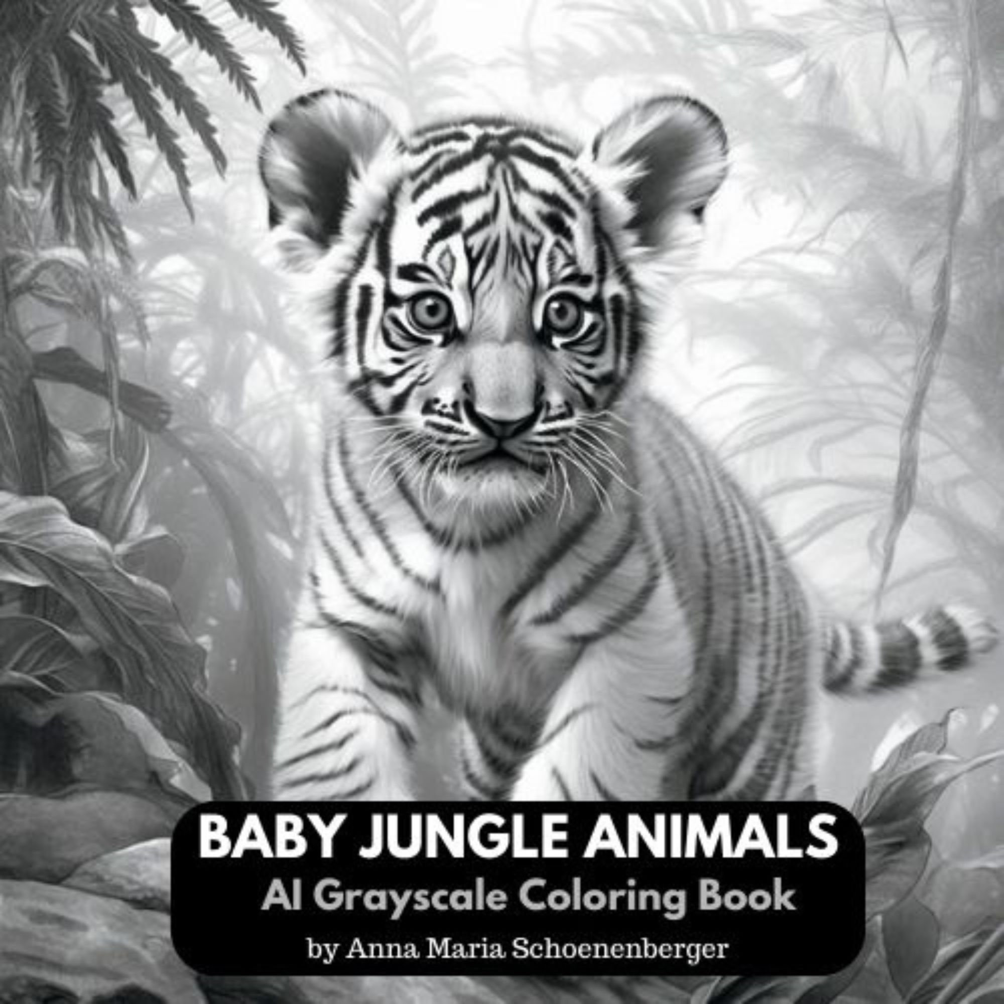 BABY JUNGLE ANIMALS - 50 Grayscale Coloring Pages - Etsy