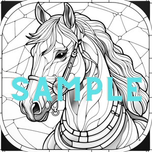 Pretty Ponies - 50 Stained Glass Coloring Pages - Etsy