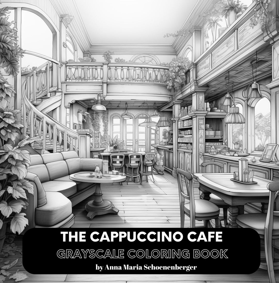 THE CAPPUCCINO CAFE - 50 Grayscale Coloring Pages - Etsy