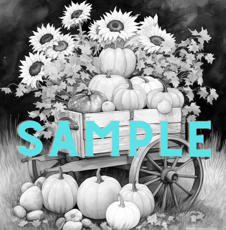 The Coming of Fall-50 Grayscale Coloring Pages - Etsy