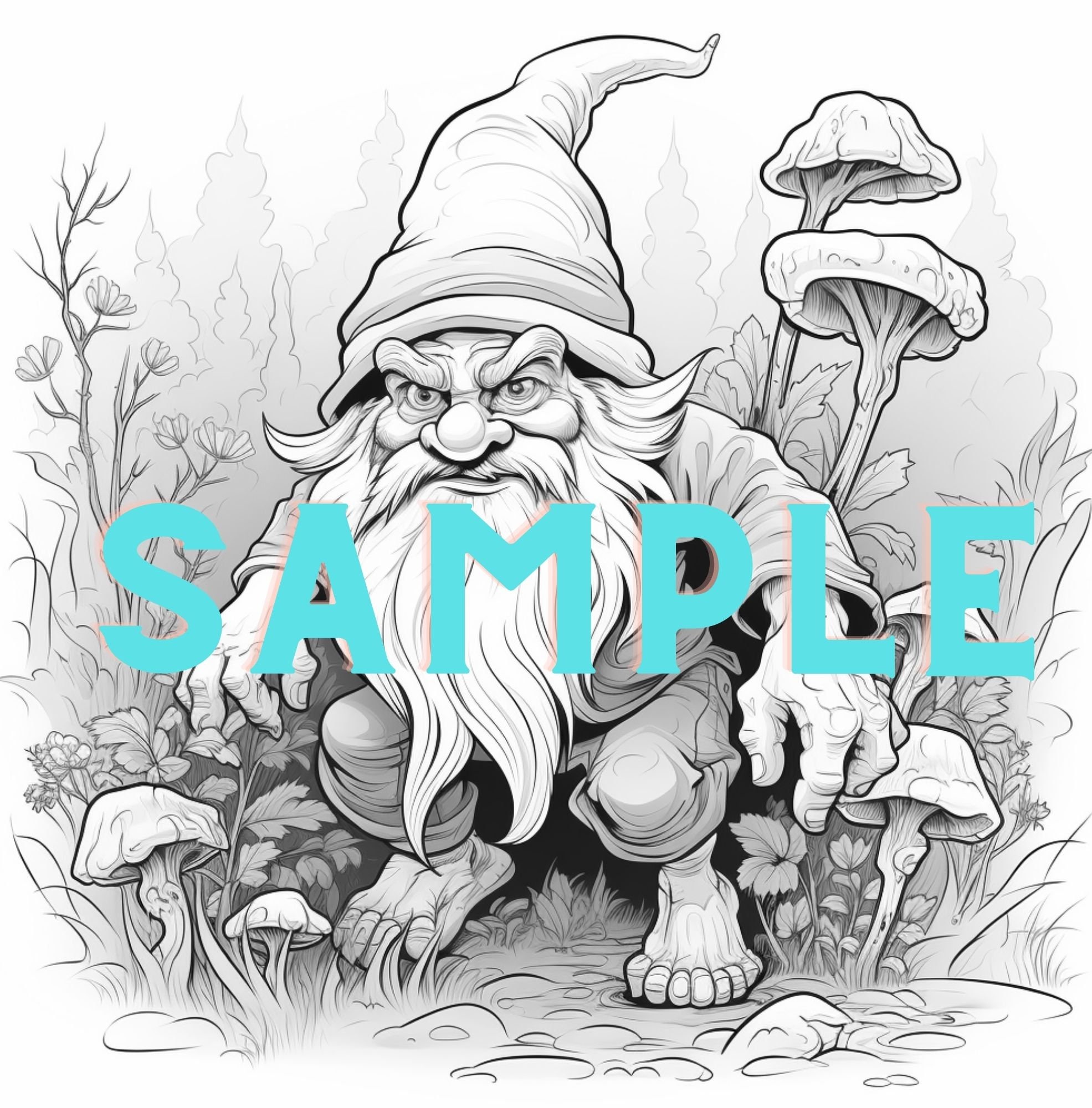 PSYCHO GNOMES-50 AI Grayscale Coloring Pages - Etsy