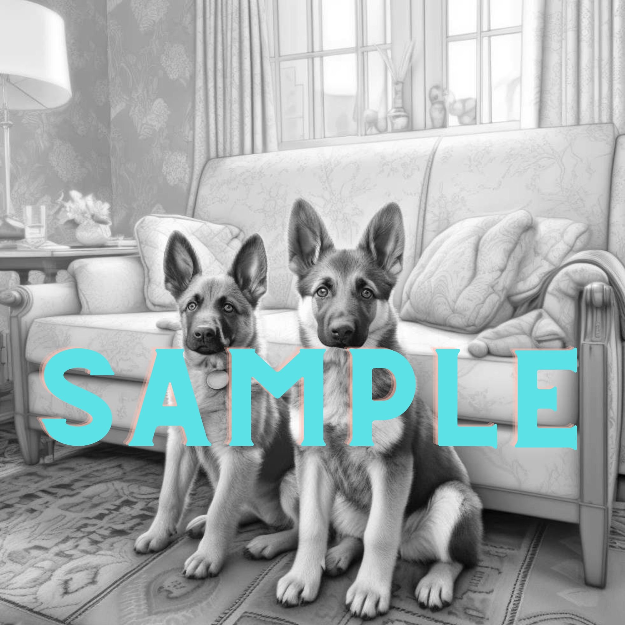 DOGS AND PUPPIES - 50 Grayscale Coloring Pages - Etsy