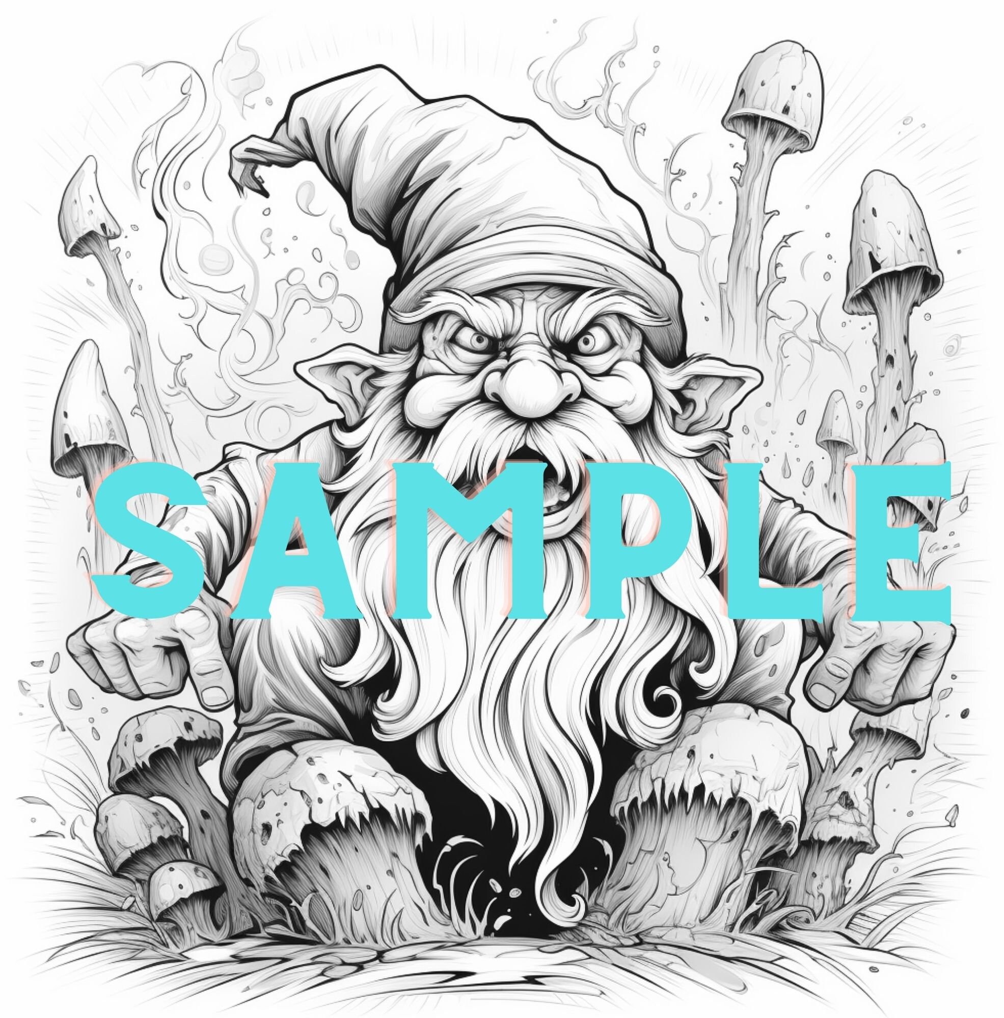 PSYCHO GNOMES-50 AI Grayscale Coloring Pages - Etsy