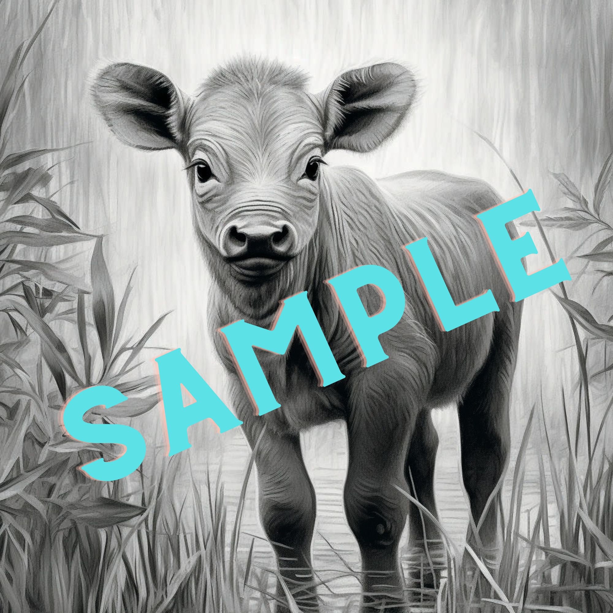 BABY JUNGLE ANIMALS 50 Grayscale Coloring Pages - Etsy