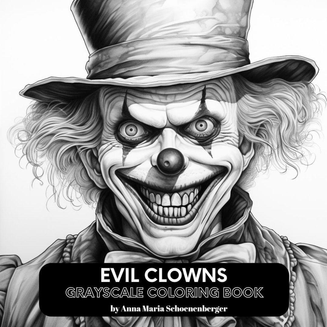 EVIL CLOWN - 50 Grayscale Coloring Pages - Etsy
