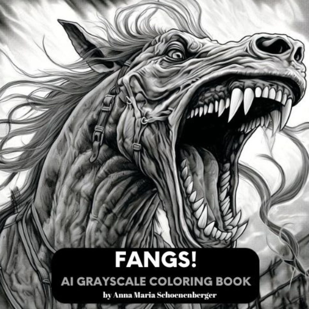 FANGS! - 50 AI Grayscale Coloring Pages - Etsy