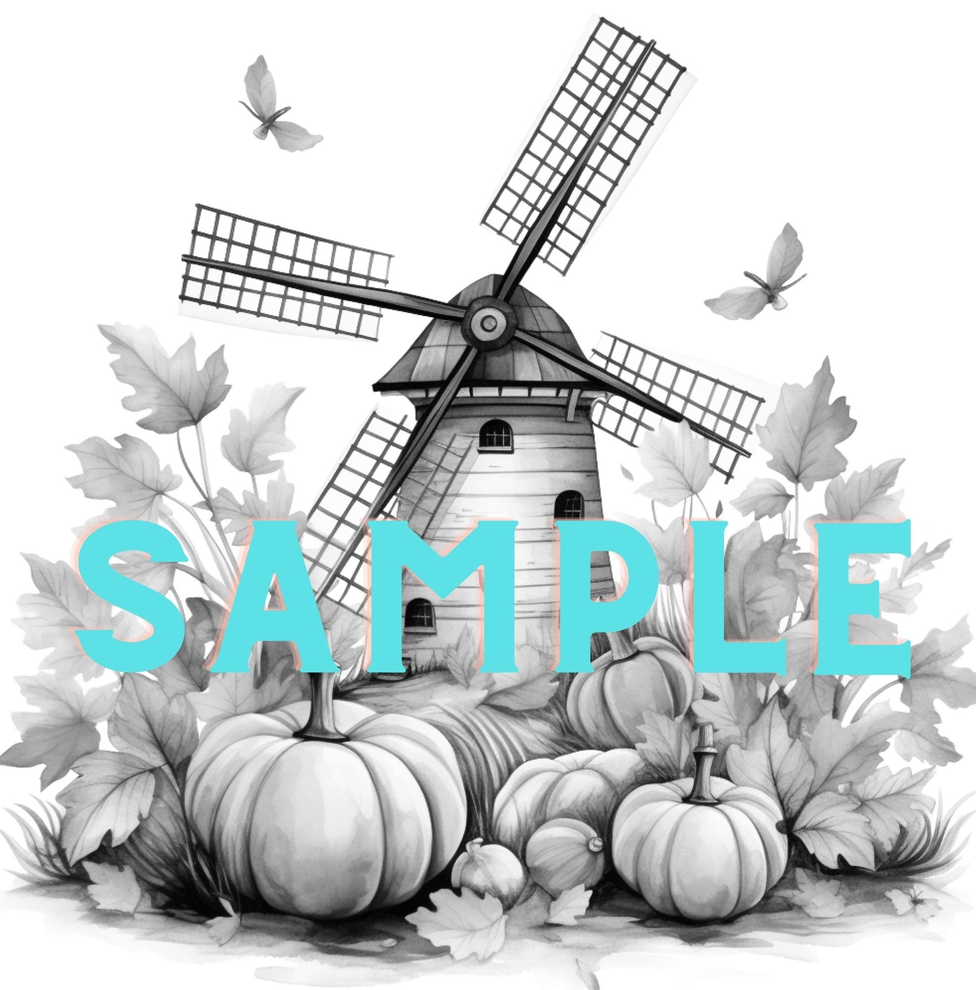The Coming of Fall-50 Grayscale Coloring Pages - Etsy
