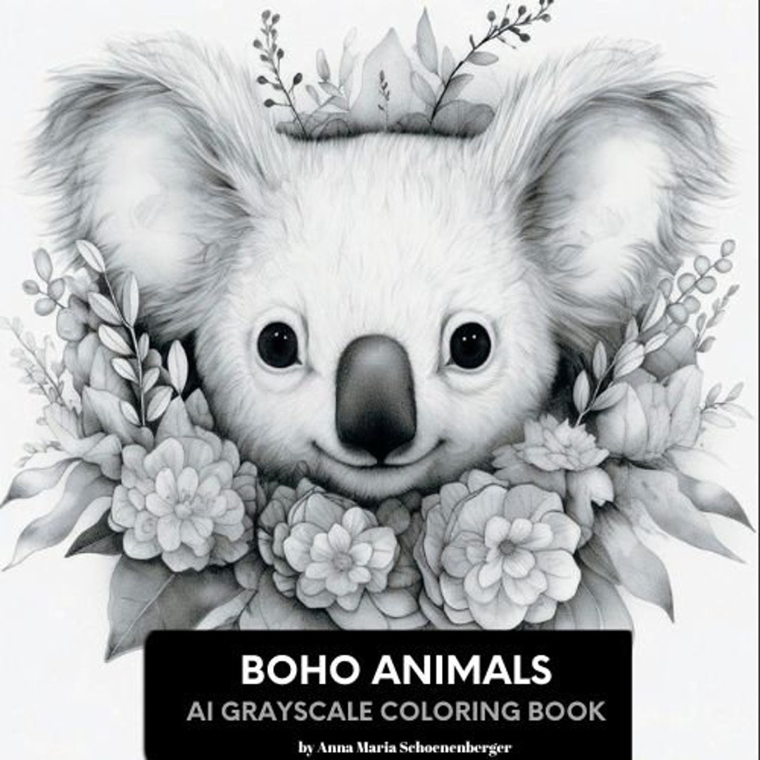 BOHO ANIMALS - 50 Grayscale Coloring Pages - Etsy