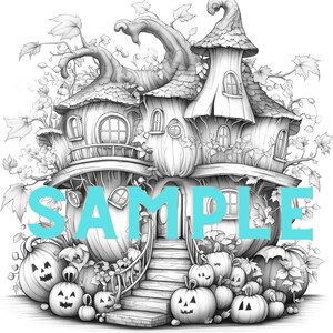 THE PUMPKIN PALACE - 50 Grayscale Coloring Pages - Etsy