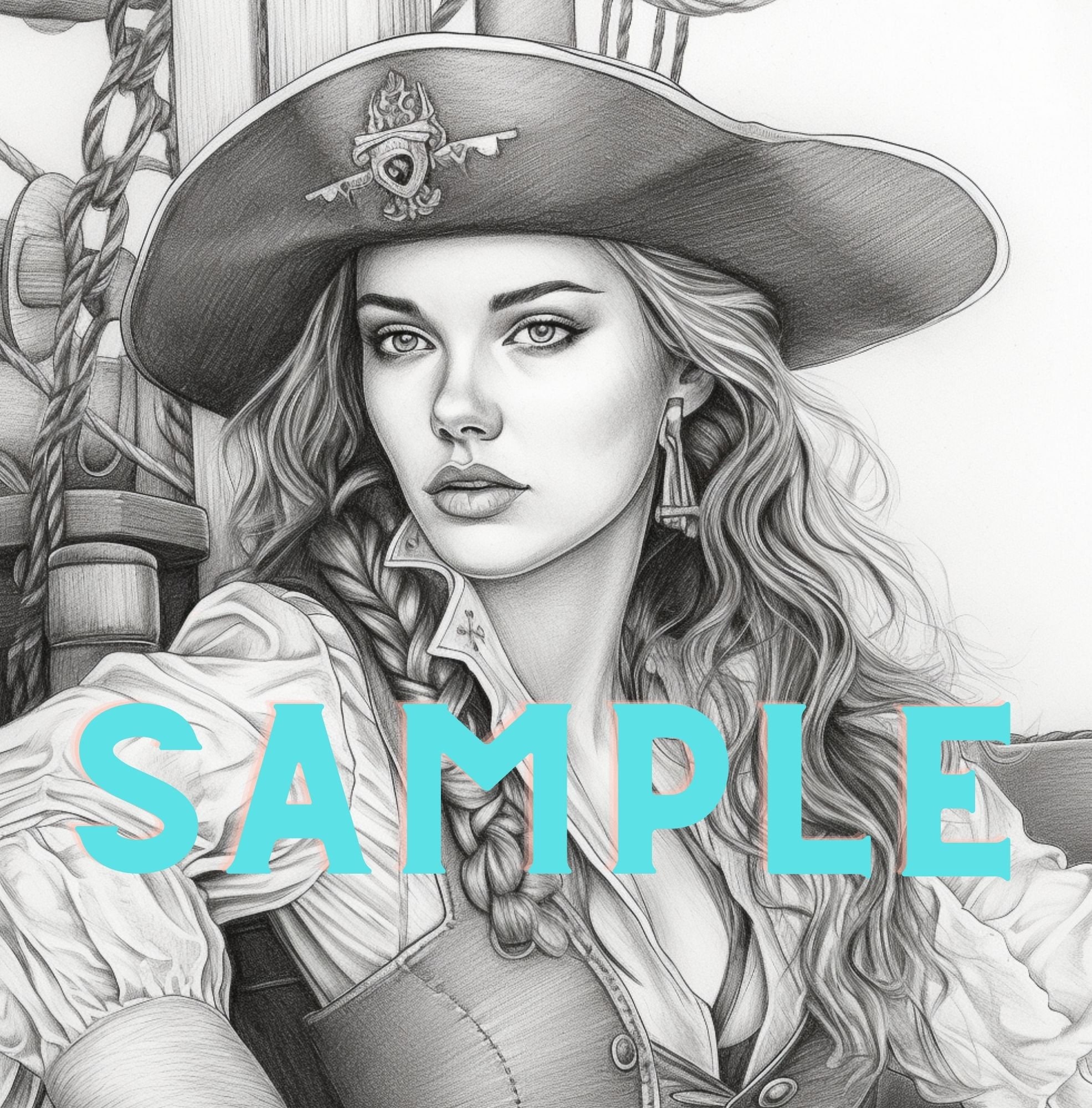 SWASHBUCKLERS 50 Grayscale Coloring Pages - Etsy