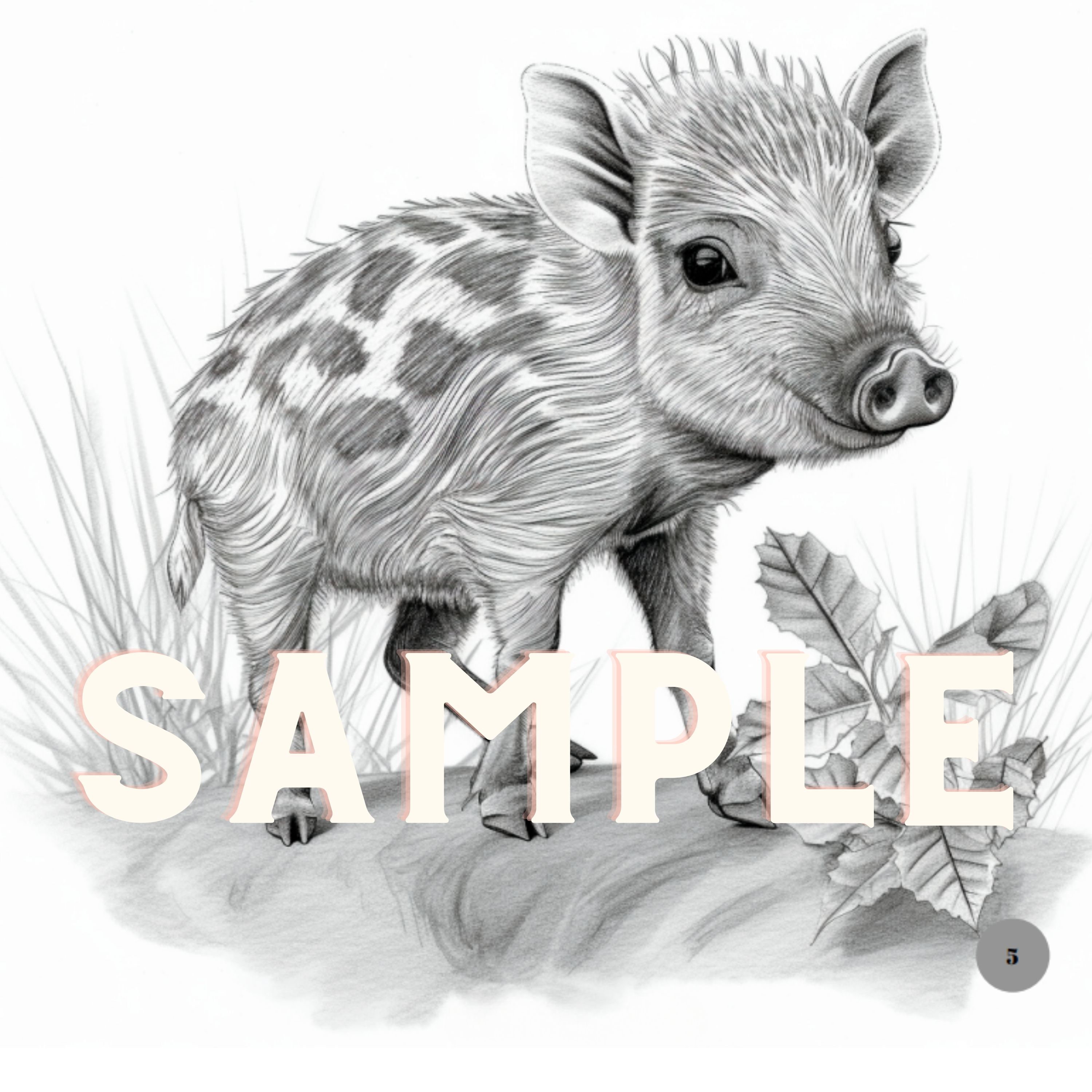 BABY ANIMALS - 50 Grayscale Coloring Pages - Etsy