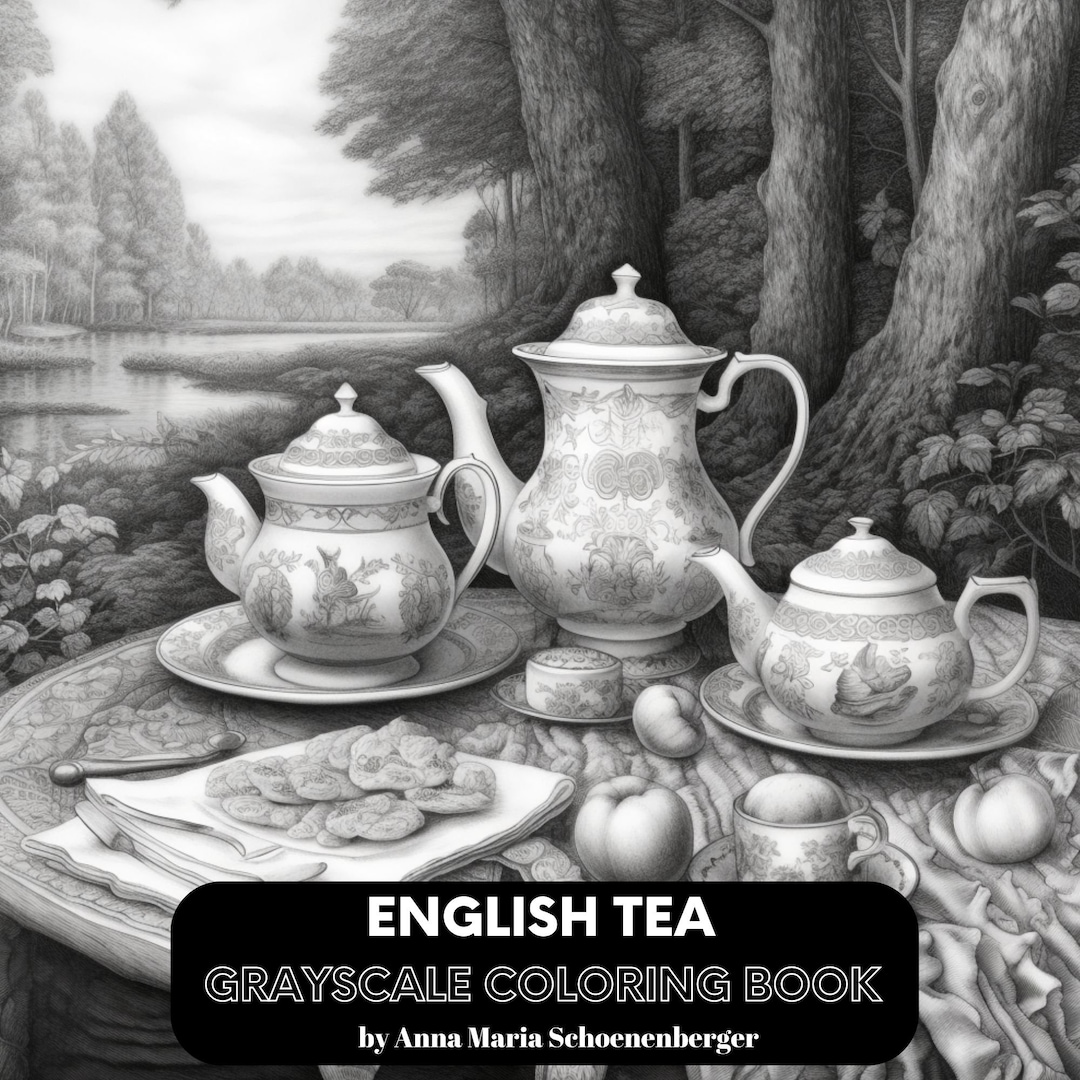 ENGLISH TEA - 50 Grayscale Coloring Pages - Etsy