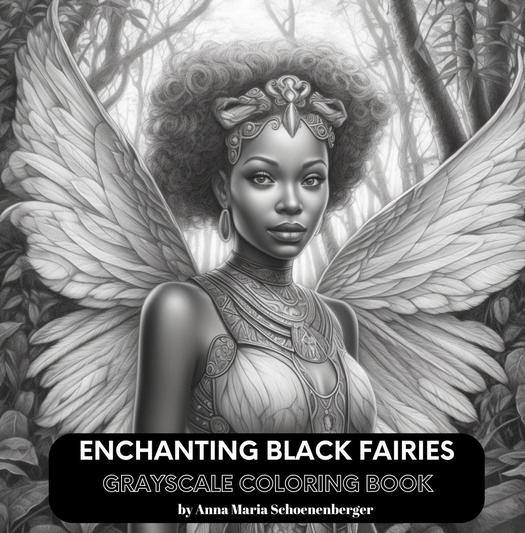 ENCHANTING BLACK FAIRIES - 50 Grayscale Coloring Pages - Etsy