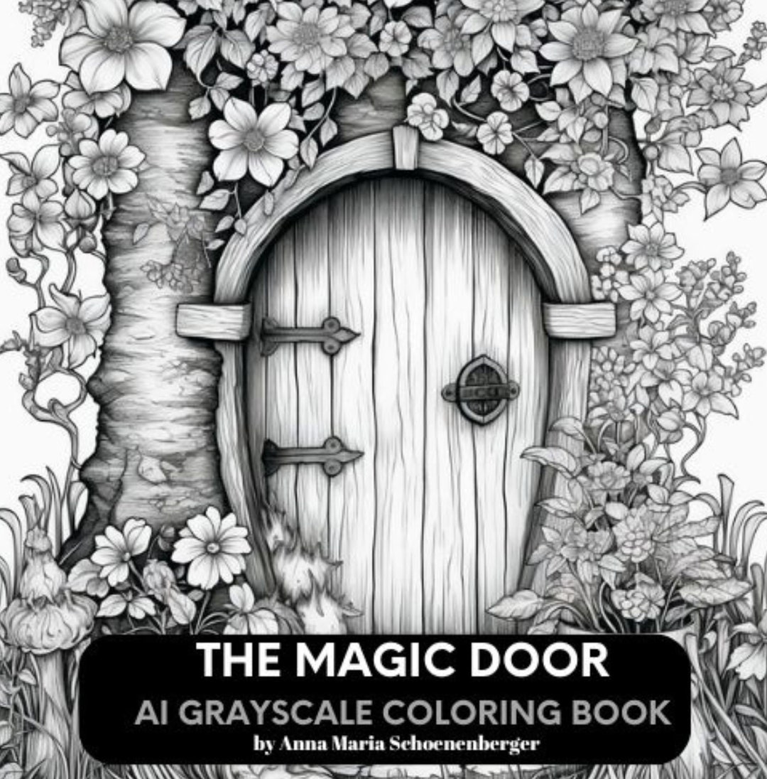 The Magic Door - 50 AI Grayscale Coloring Pages - Etsy